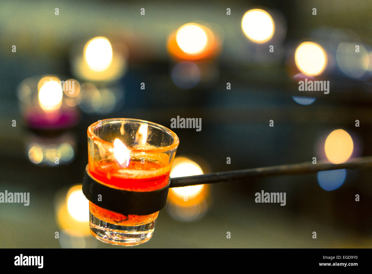 Red candle in glass hi-res stock photography and images - Alamy