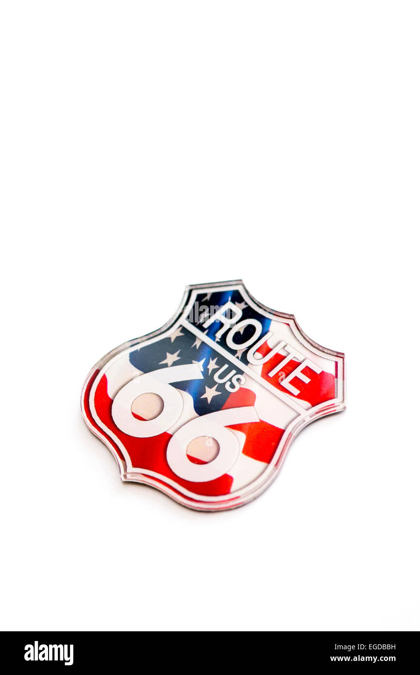 Route 66 badge on white background Stock Photo - Alamy