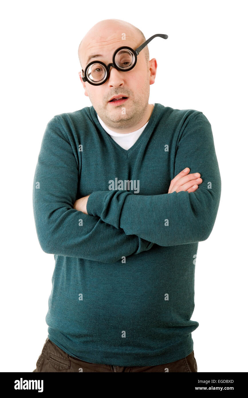 geek man isolated on white background Stock Photo - Alamy