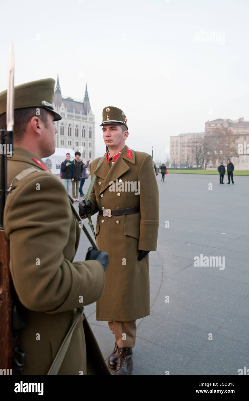 Hungarian Parliament Guards in Budapest Hungary Stock Photo - Alamy