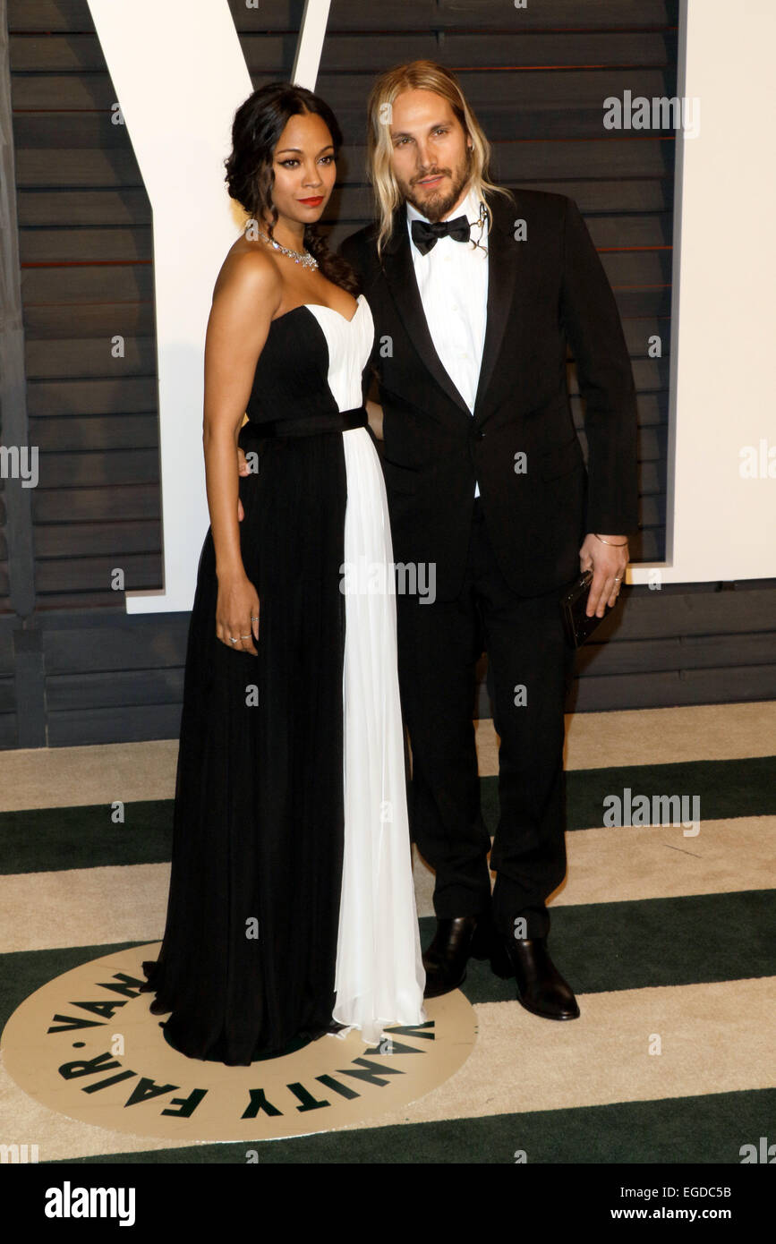 Actress Zoe Saldana and artist Marco Perego attend the Vanity Fair ...