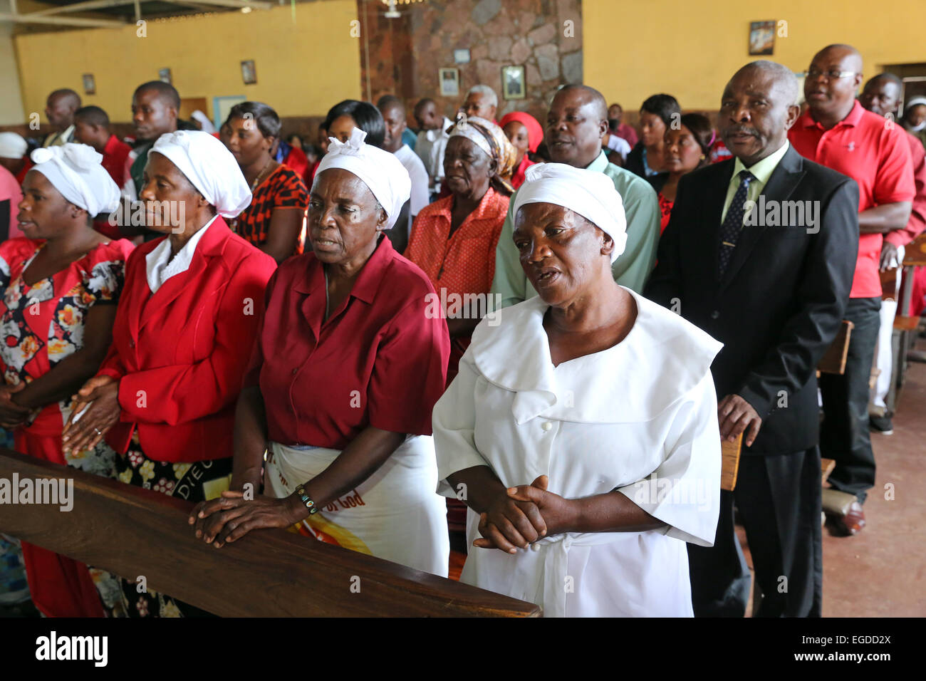 Holy communion (eucharist) during sunday mass at a Roman Catholic ...