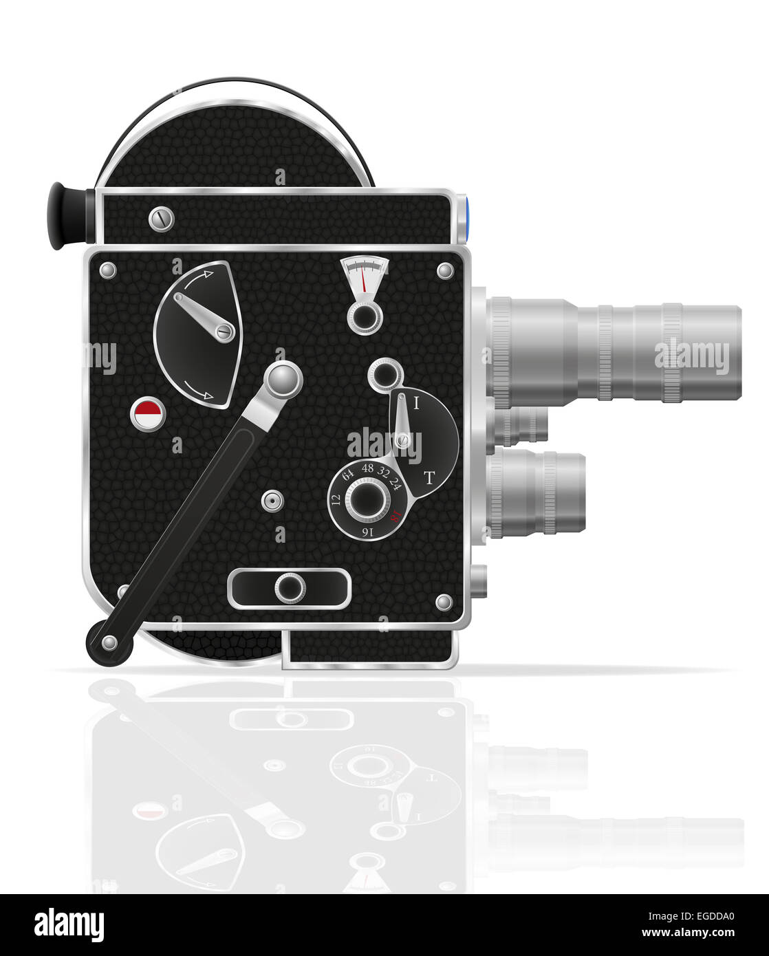old retro vintage movie video camera illustration isolated on white ...