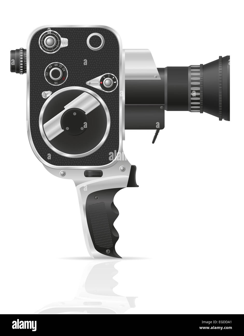 old retro vintage movie video camera illustration isolated on white ...