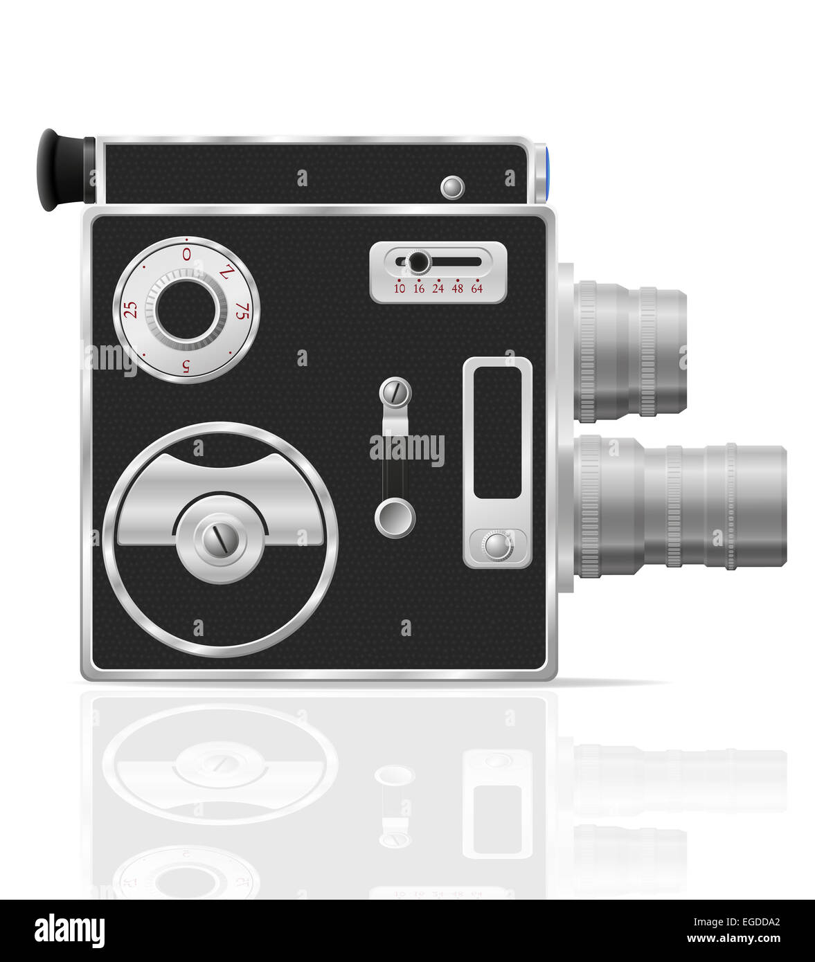 old retro vintage movie video camera illustration isolated on white ...