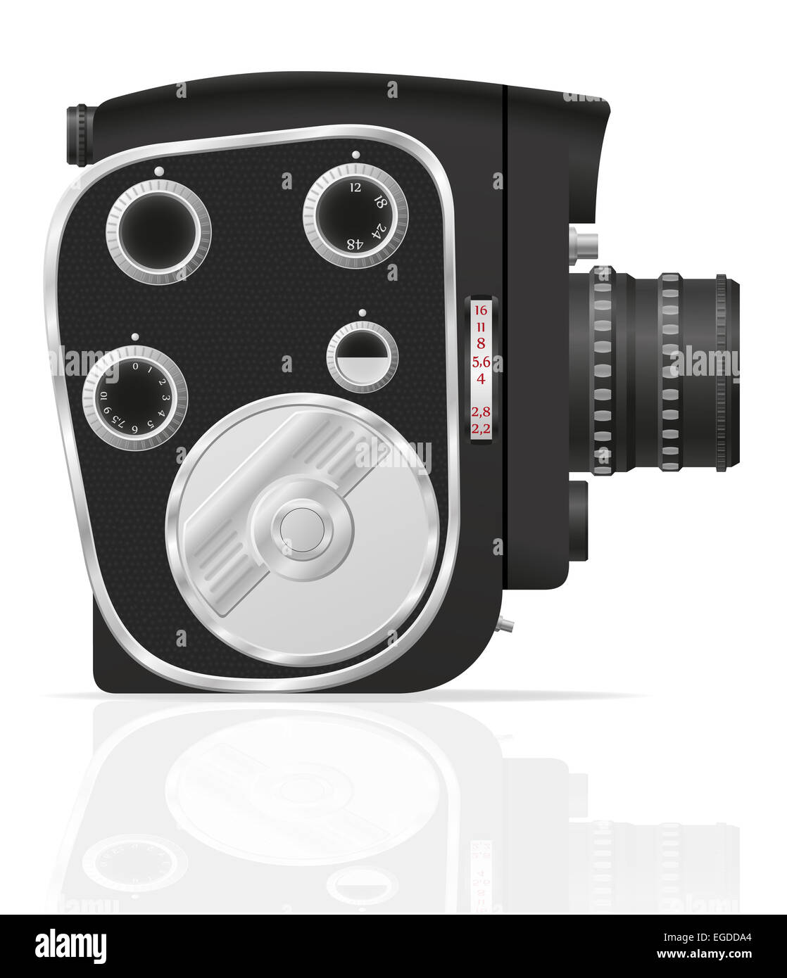 old retro vintage movie video camera illustration isolated on white ...
