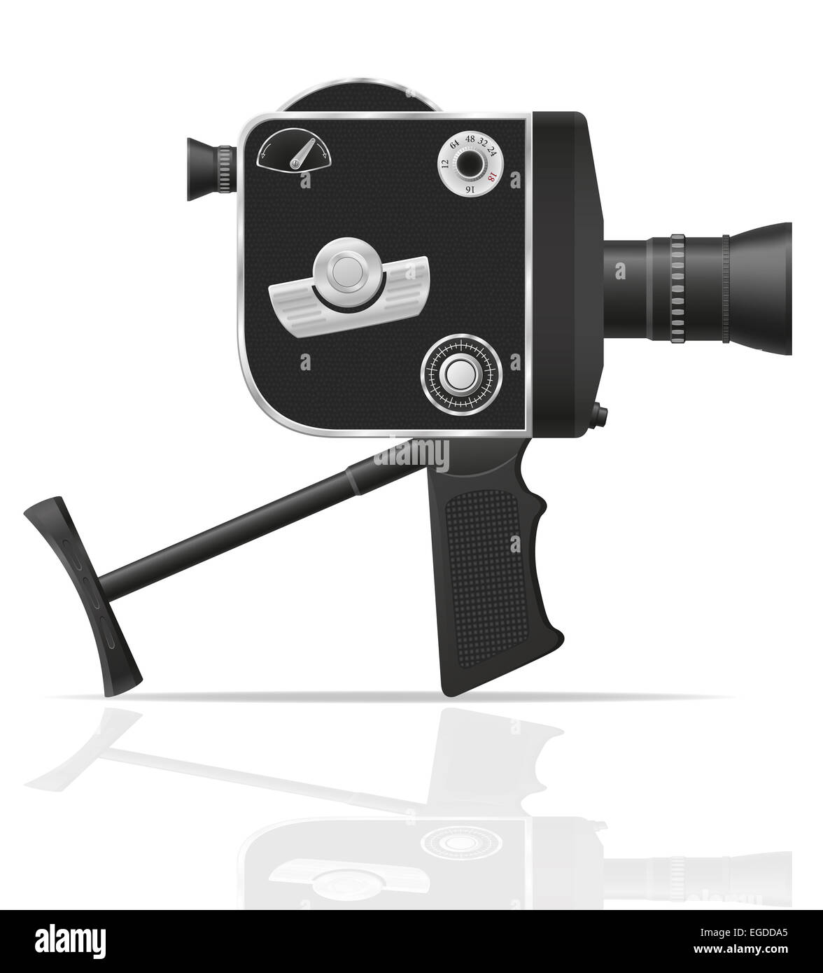old retro vintage movie video camera illustration isolated on white ...