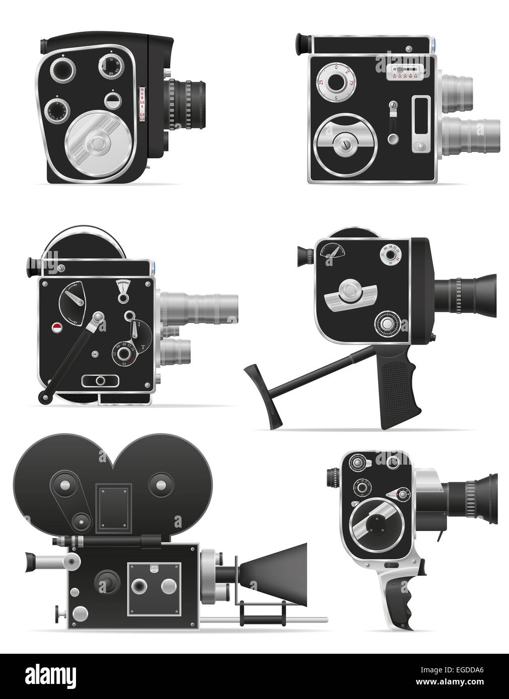 old retro vintage movie video camera illustration isolated on white ...