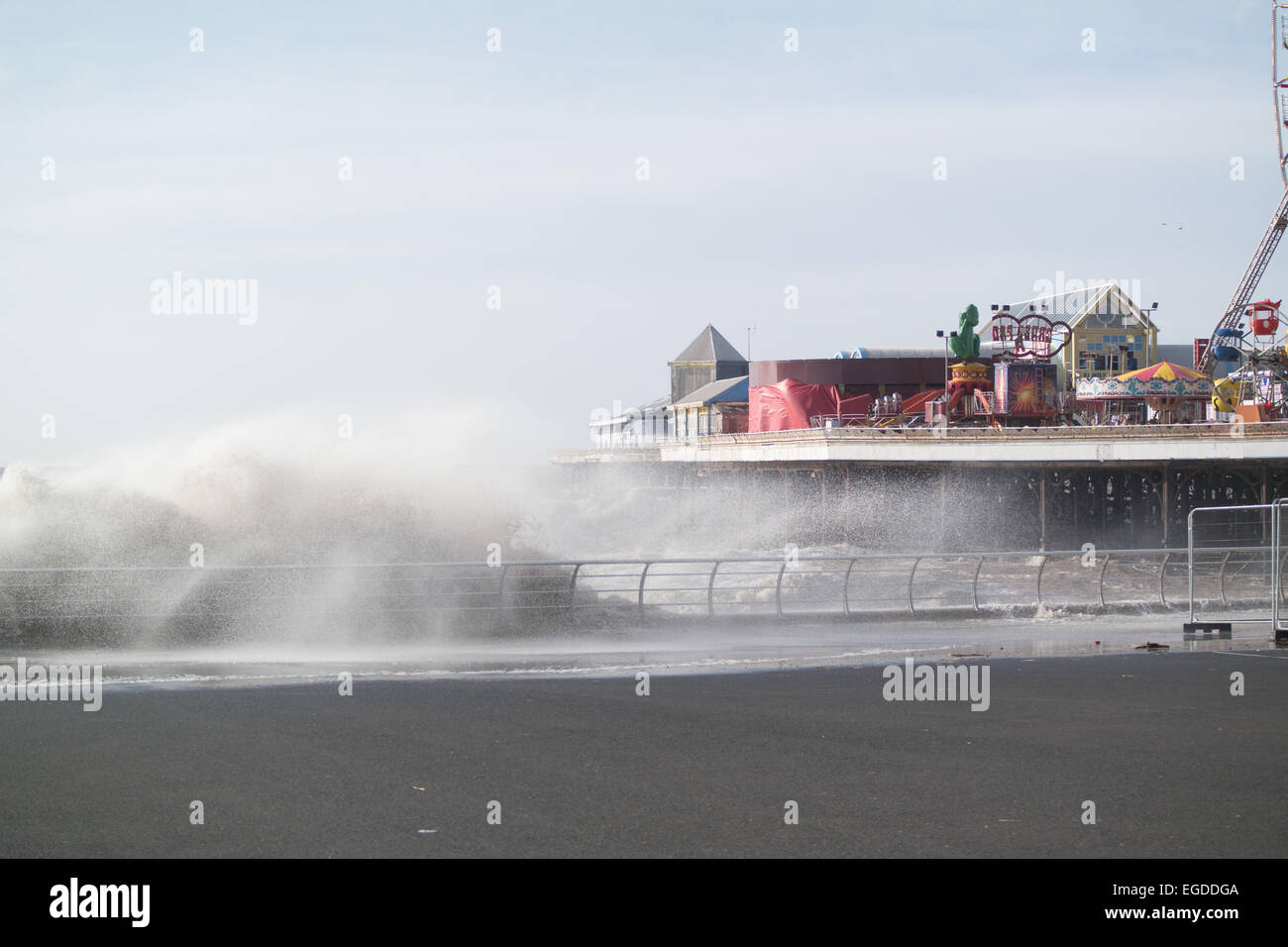Blackpool, UK. 23rd February, 2015. UK Weather: Large waves and wind ...
