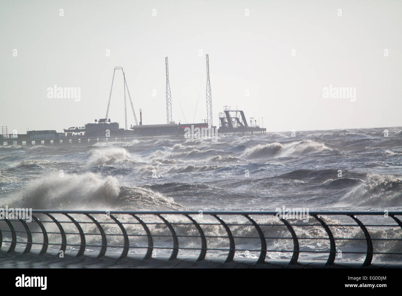 Blackpool, UK. 23rd February, 2015. UK Weather: Large waves and wind ...