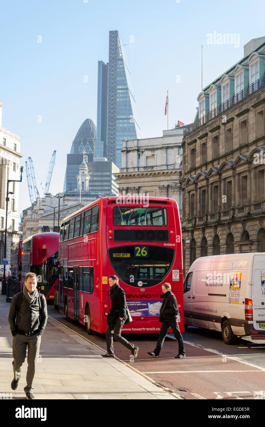 London bus on Queen Victoria Street, London, UK Stock Photo - Alamy