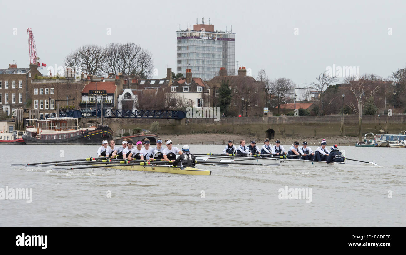 London, UK. 22nd February, 2015. Oxford University Women's Boat Club ...