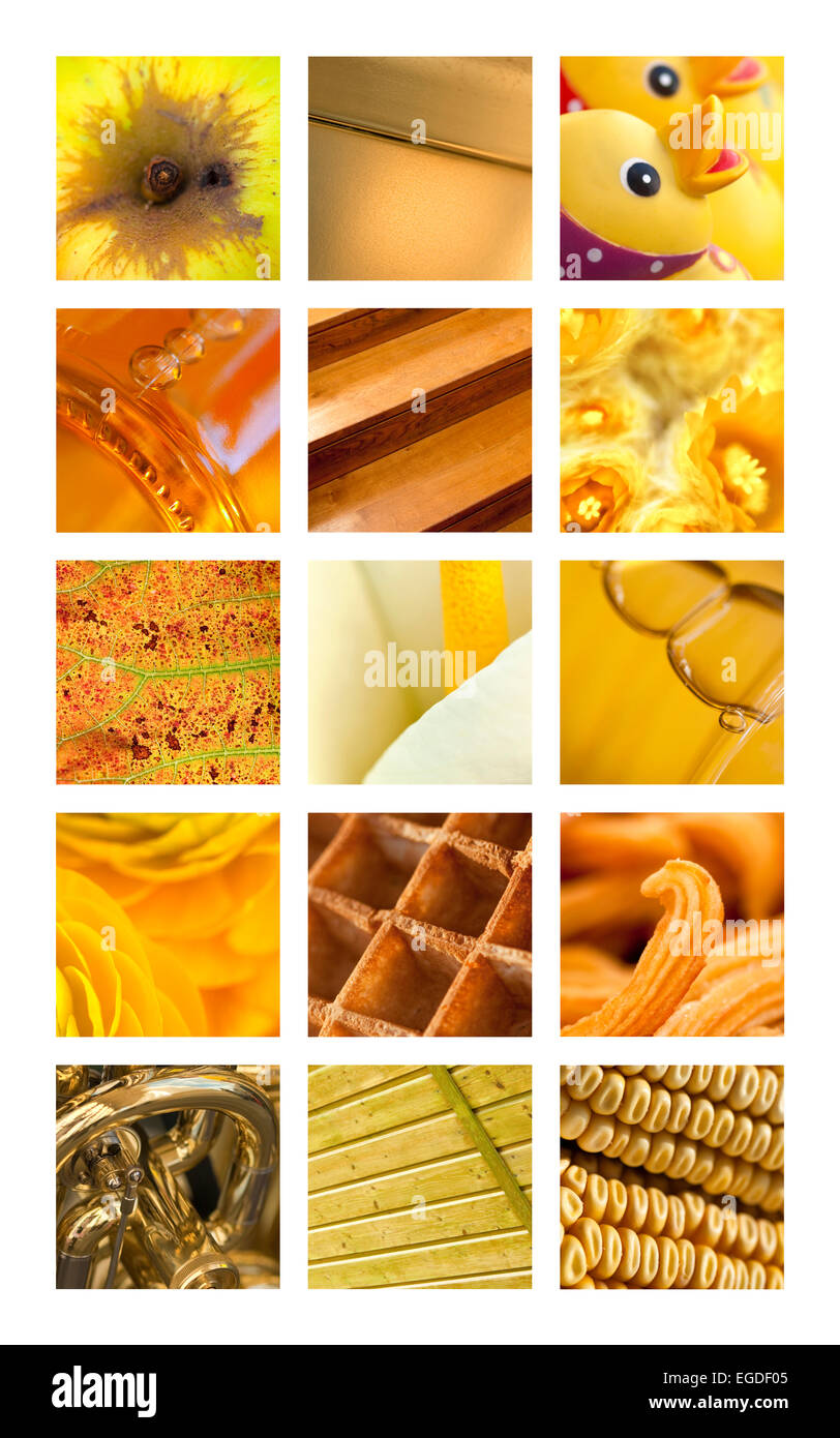 Collage of various yellow textures Stock Photo - Alamy