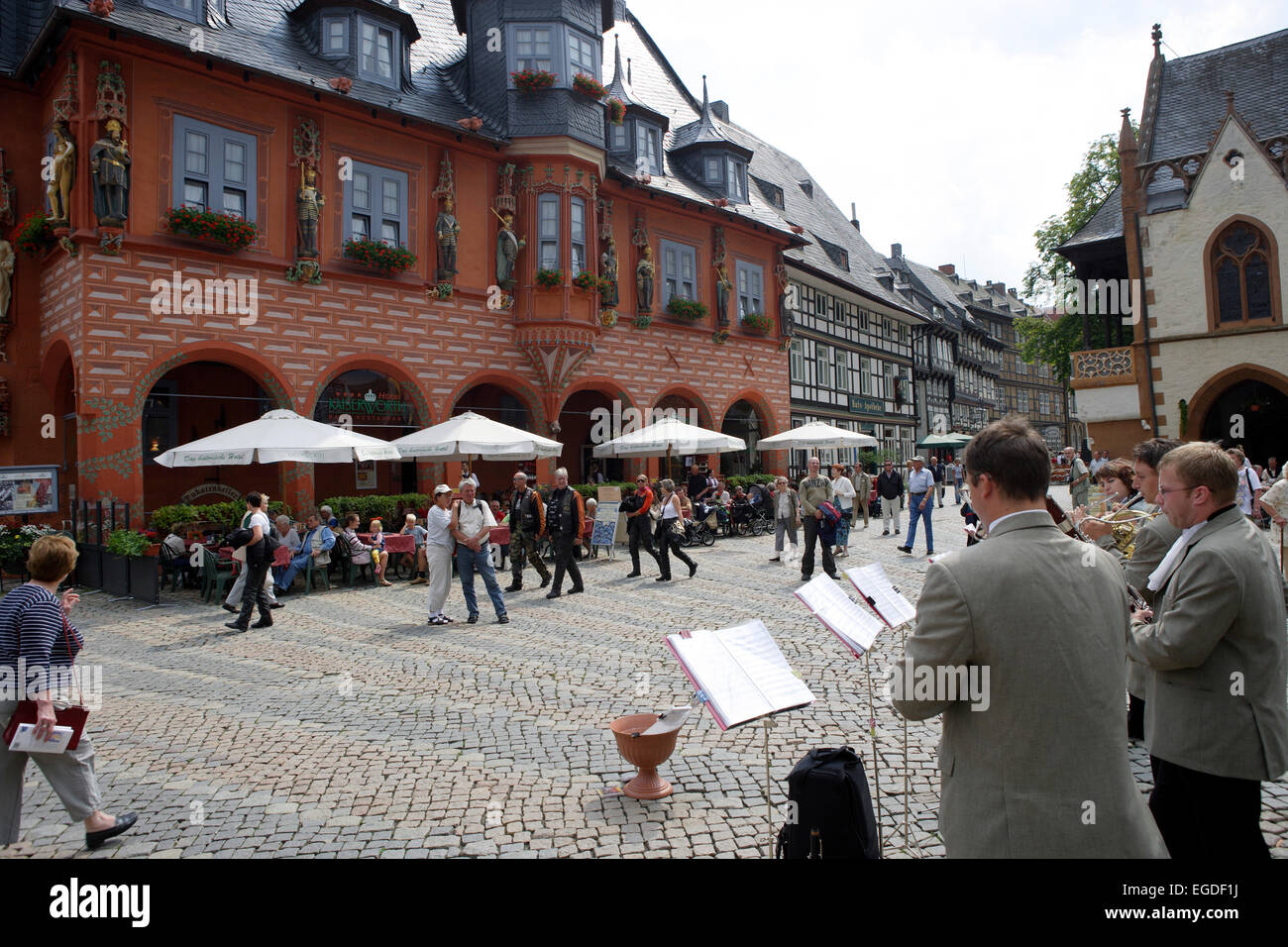 Market square with half timbered buildings in the background hi-res ...