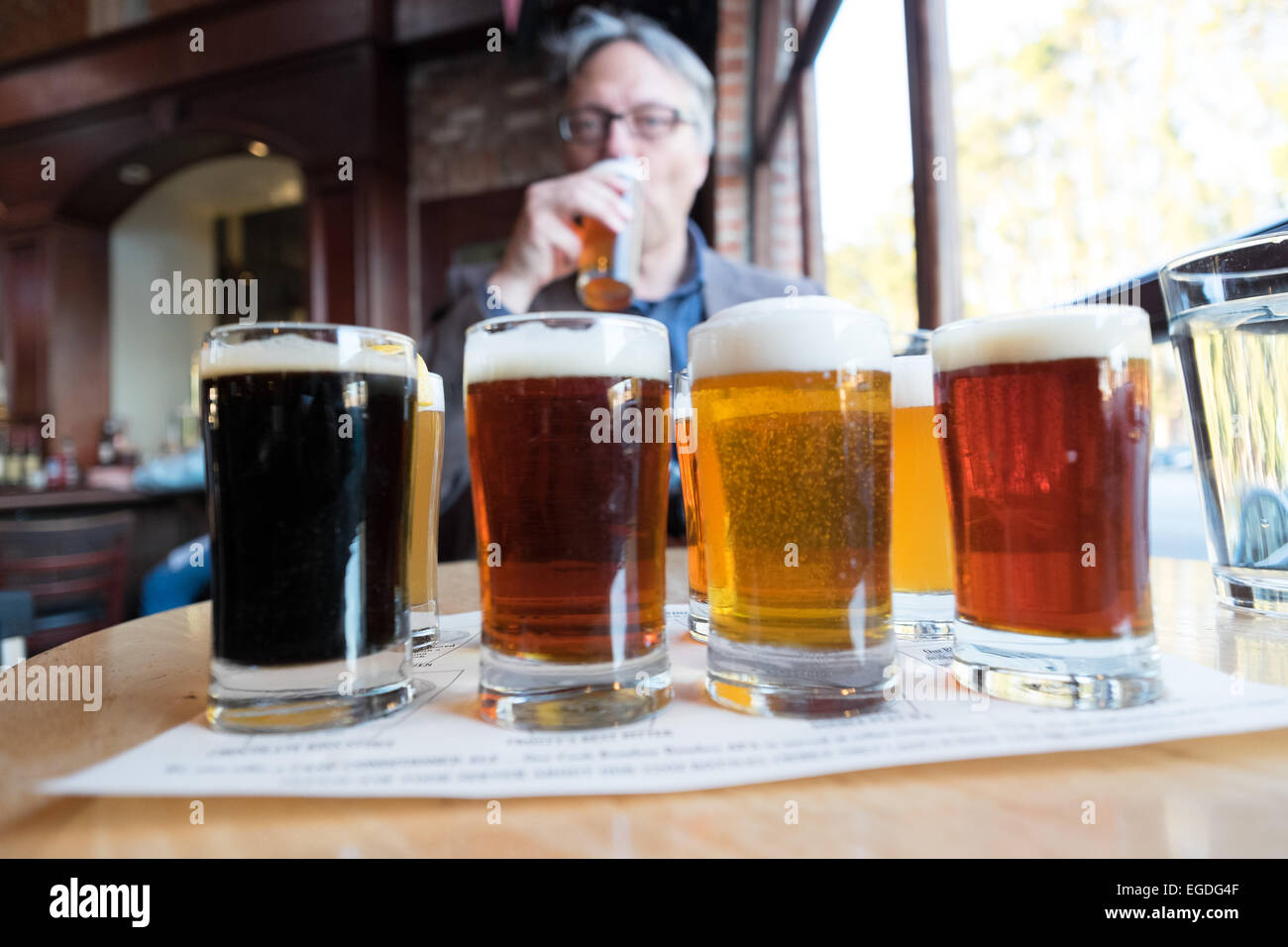 Flight of beers. Steelhead Brewery and Restaurant in Burlingame ...