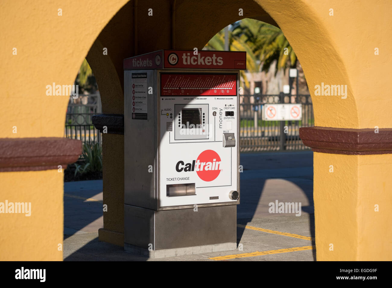 Ticket machine at the Caltrain station in downtown Burlingame ...