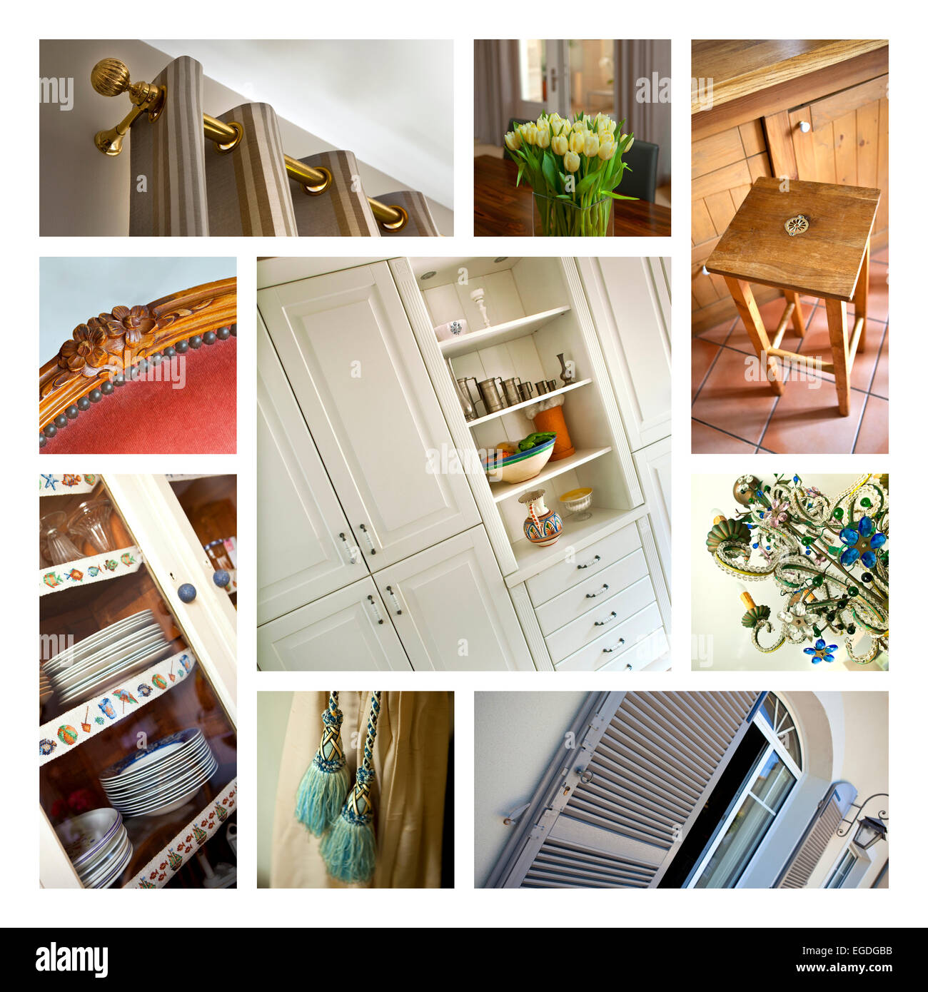 Home and interior on a collage Stock Photo - Alamy
