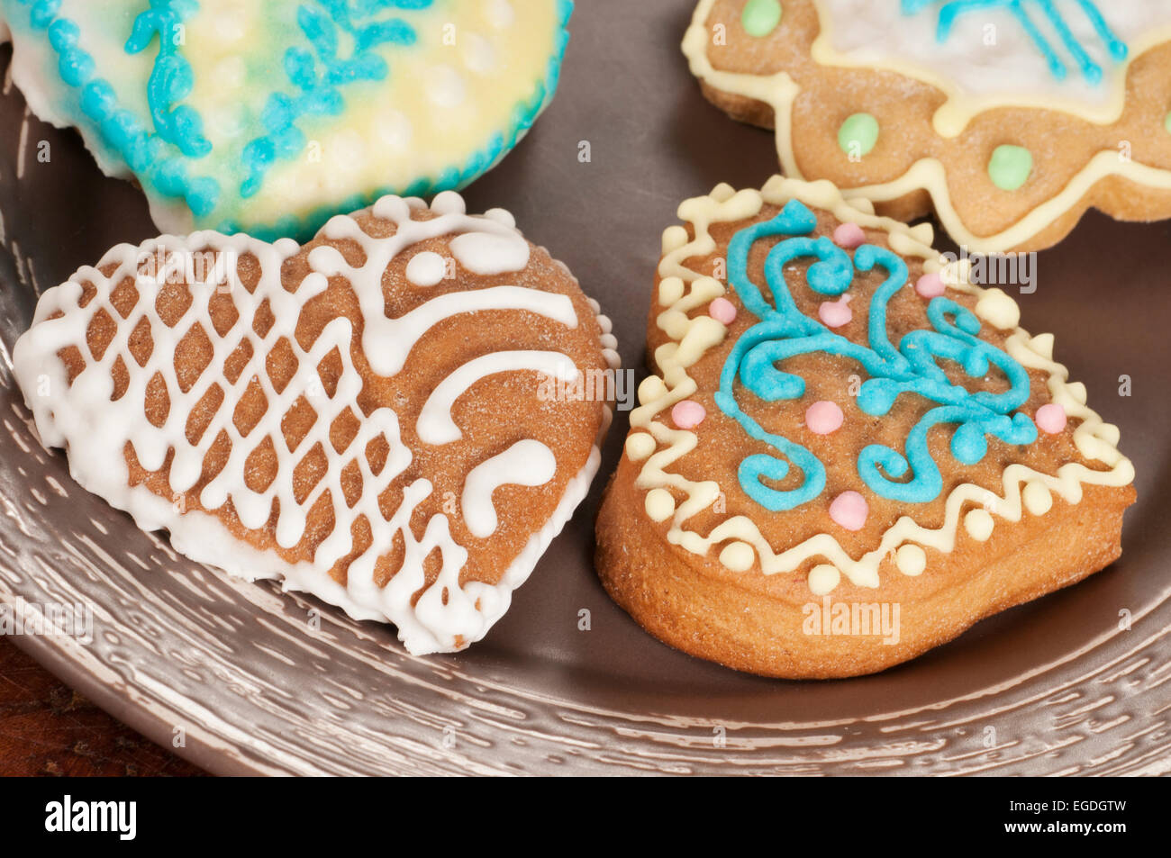 Cakes collection on a timber board, closeup Stock Photo - Alamy