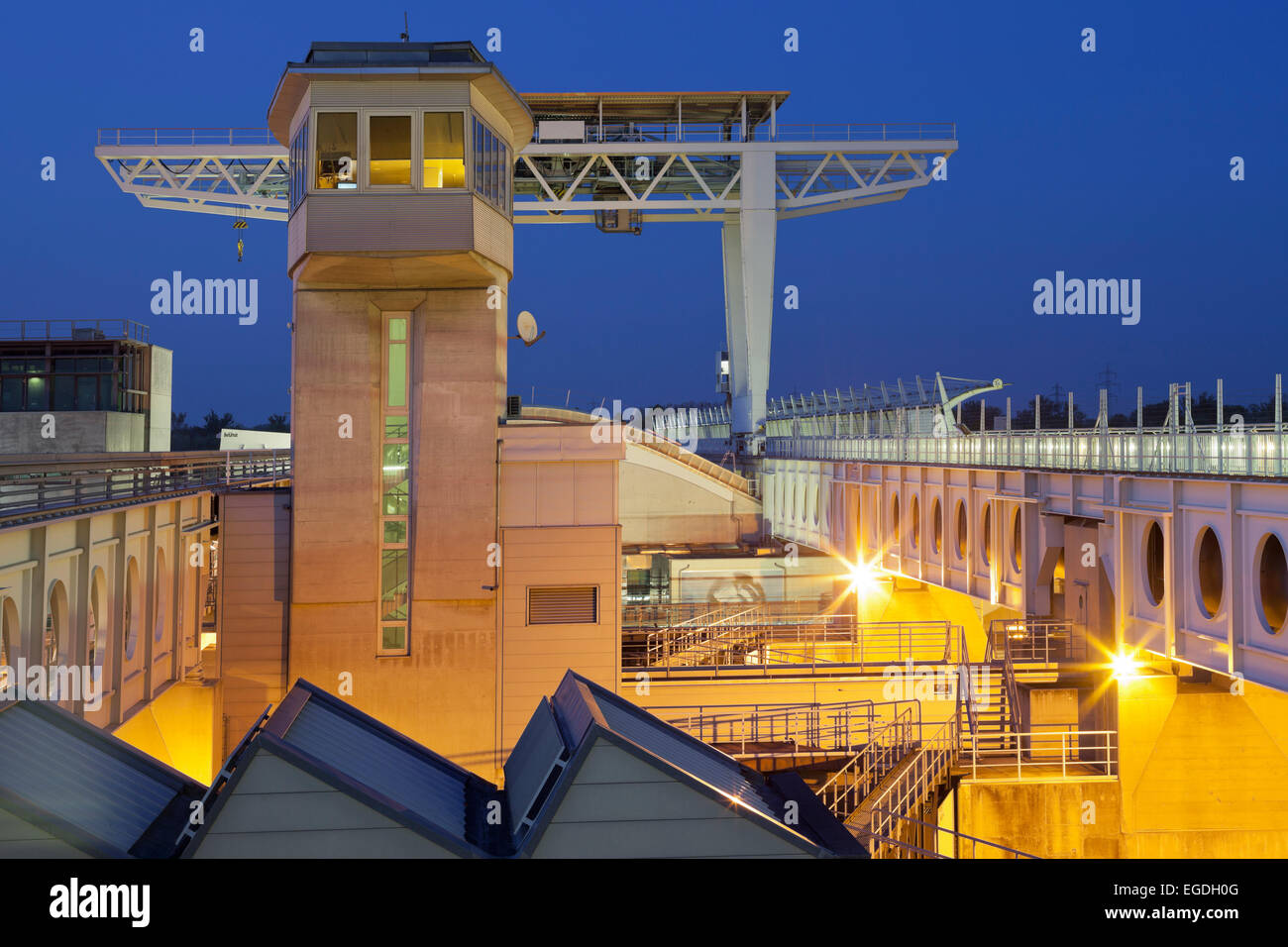 Freudenau power plant at night, District 2, Vienna, Austria Stock Photo ...
