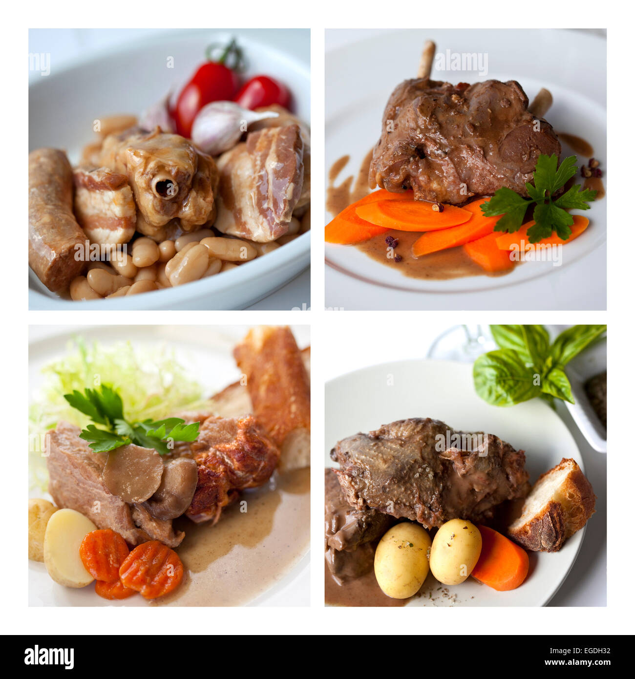 Meat dishes on a collage Stock Photo - Alamy