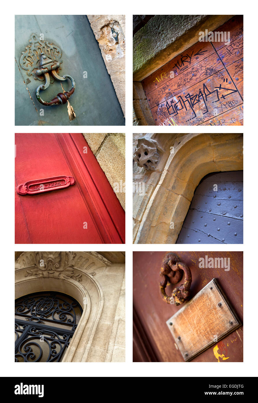 Various doors on a collage Stock Photo - Alamy