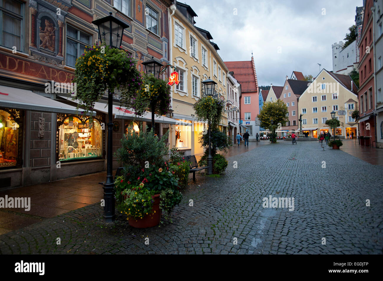The historic centre of Fuessen, Schwaben, Upper Bavaria, Bavaria ...