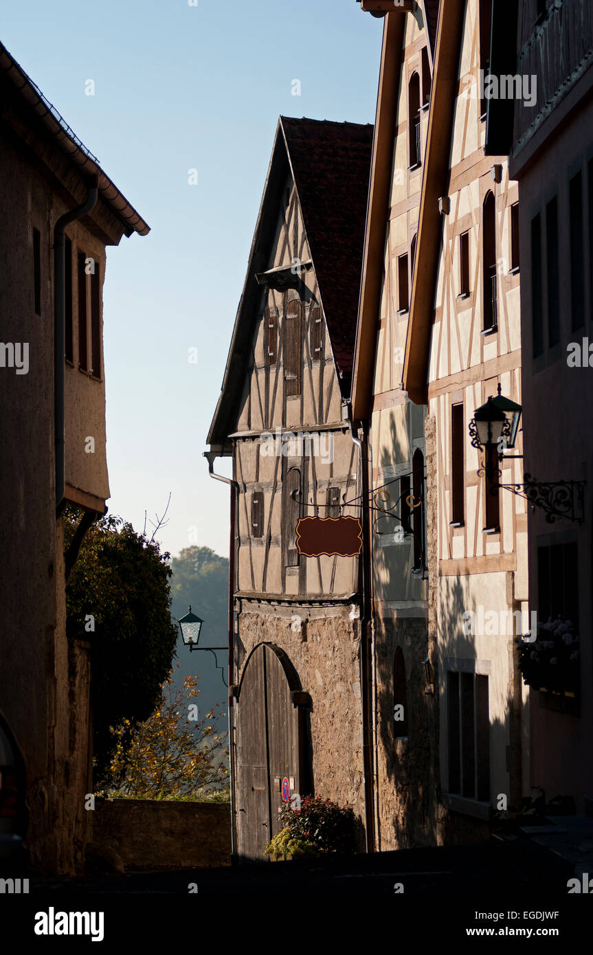 Old Tudor style houses in the historic city centre, Rothenburg ob der ...