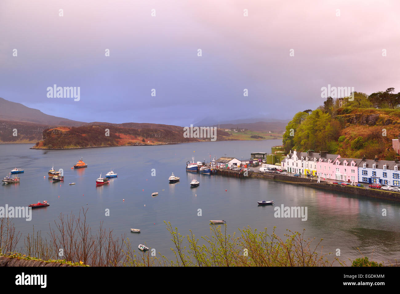Town of Portree with harbor, Portree, Isle of Skye, Scotland, Great ...
