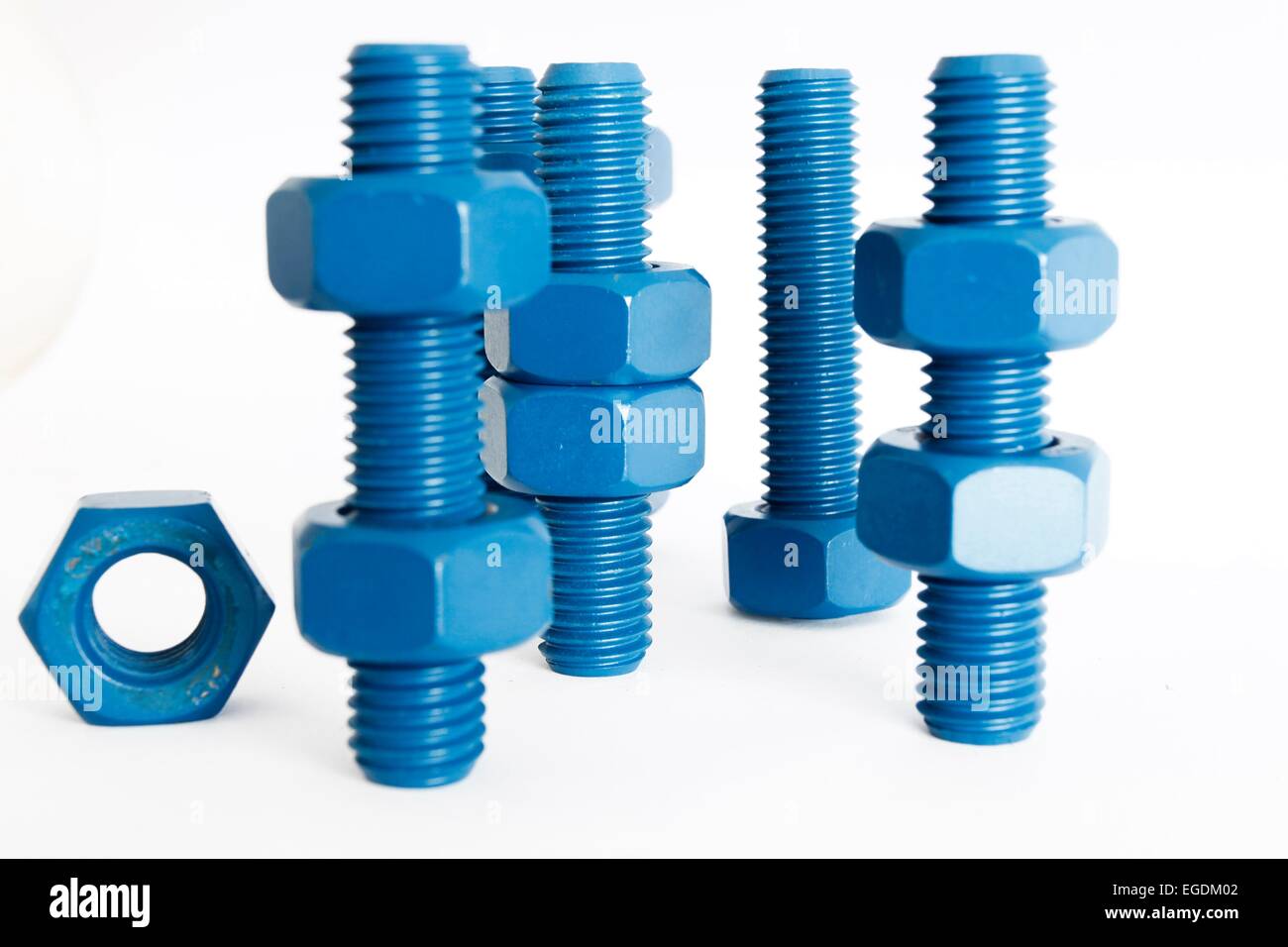 Xylan bolt and nut in blue coated with PTFE Stock Photo - Alamy