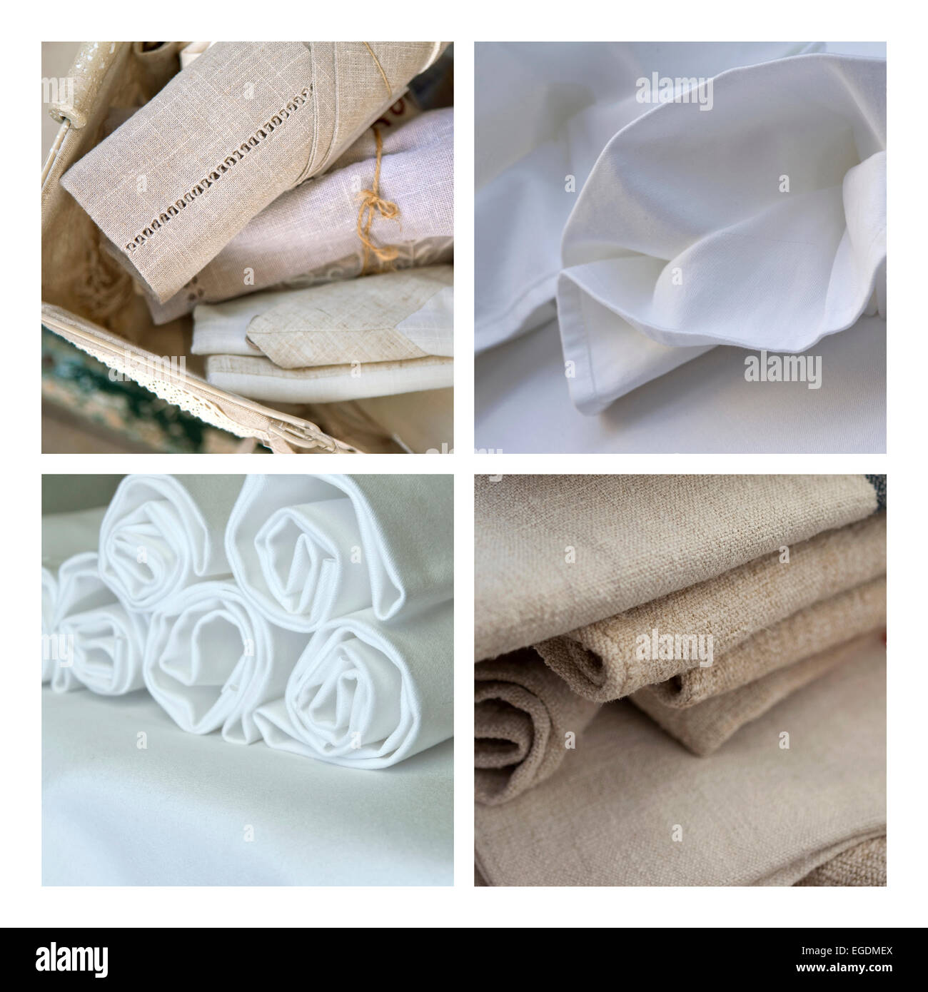 Collage of napkin and tea towel Stock Photo - Alamy