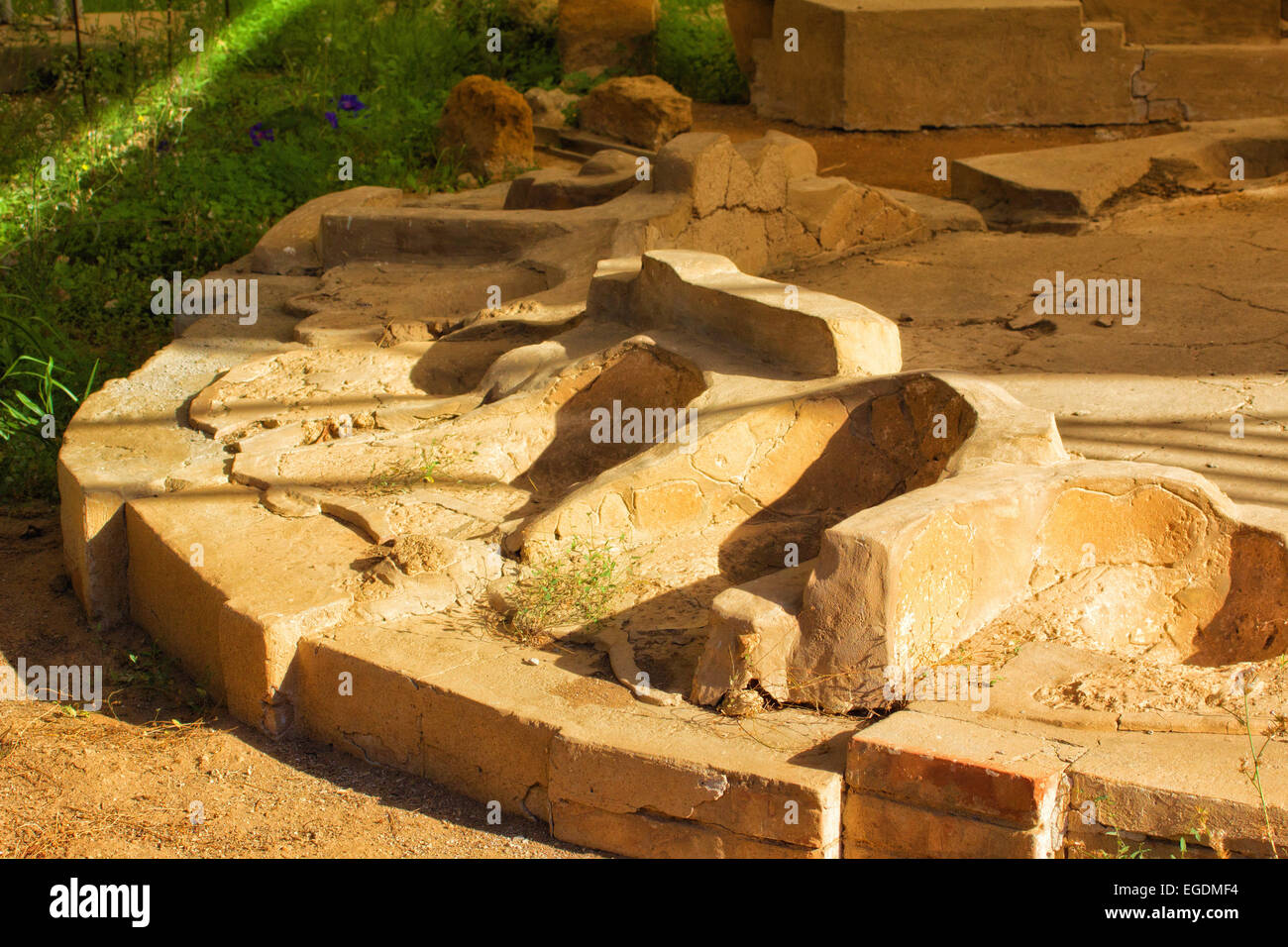 Old greek public baths and spas in Gela greek city, Sicily, Italy Stock ...
