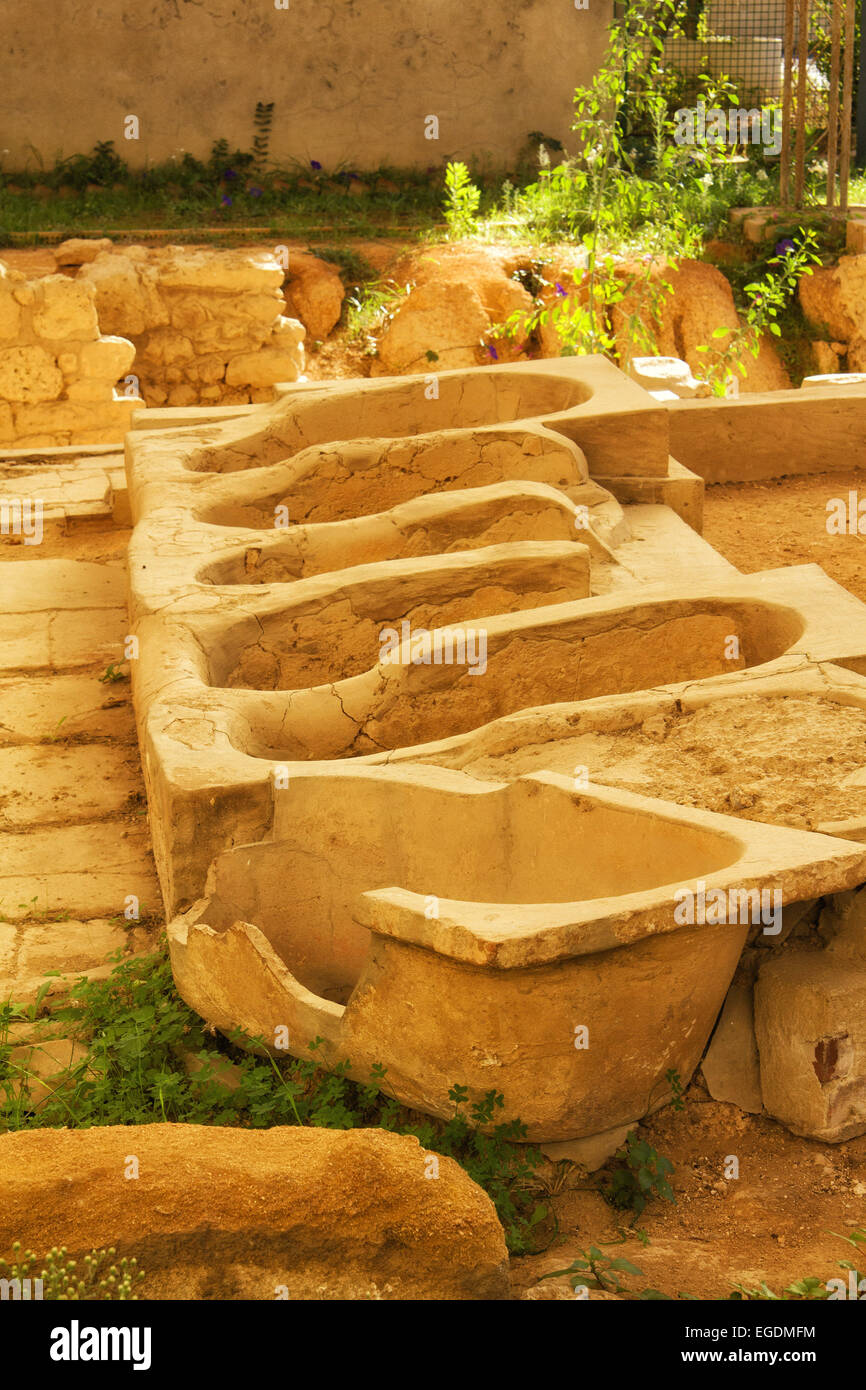 Old greek public baths and spas in Gela greek city, Sicily, Italy Stock ...