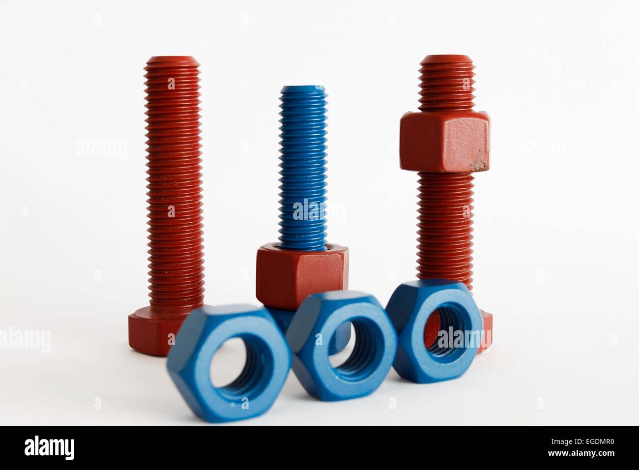 Xylan bolt and nut in blue coated with PTFE Stock Photo - Alamy