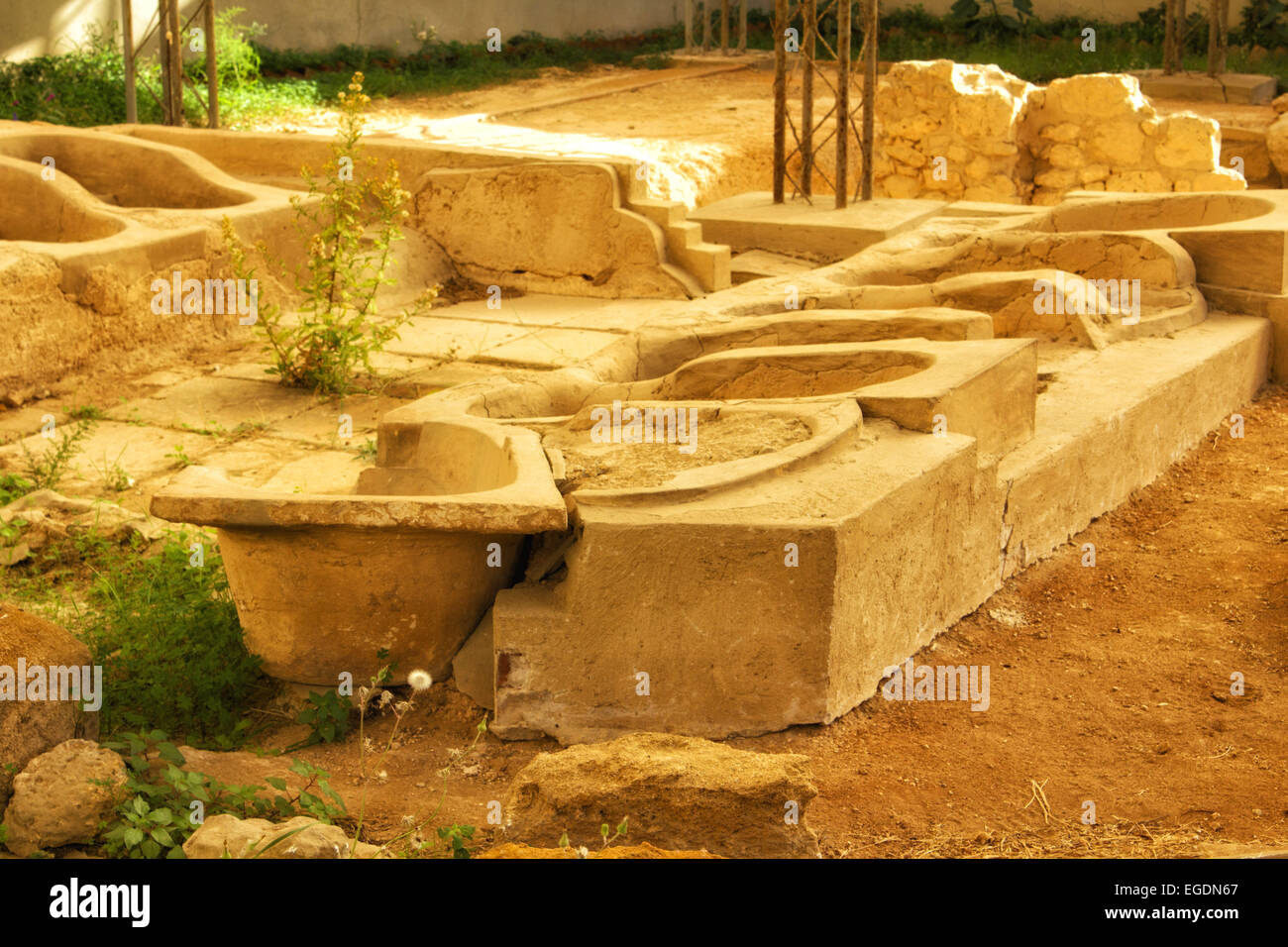 Old greek public baths and spas in Gela greek city, Sicily, Italy Stock ...