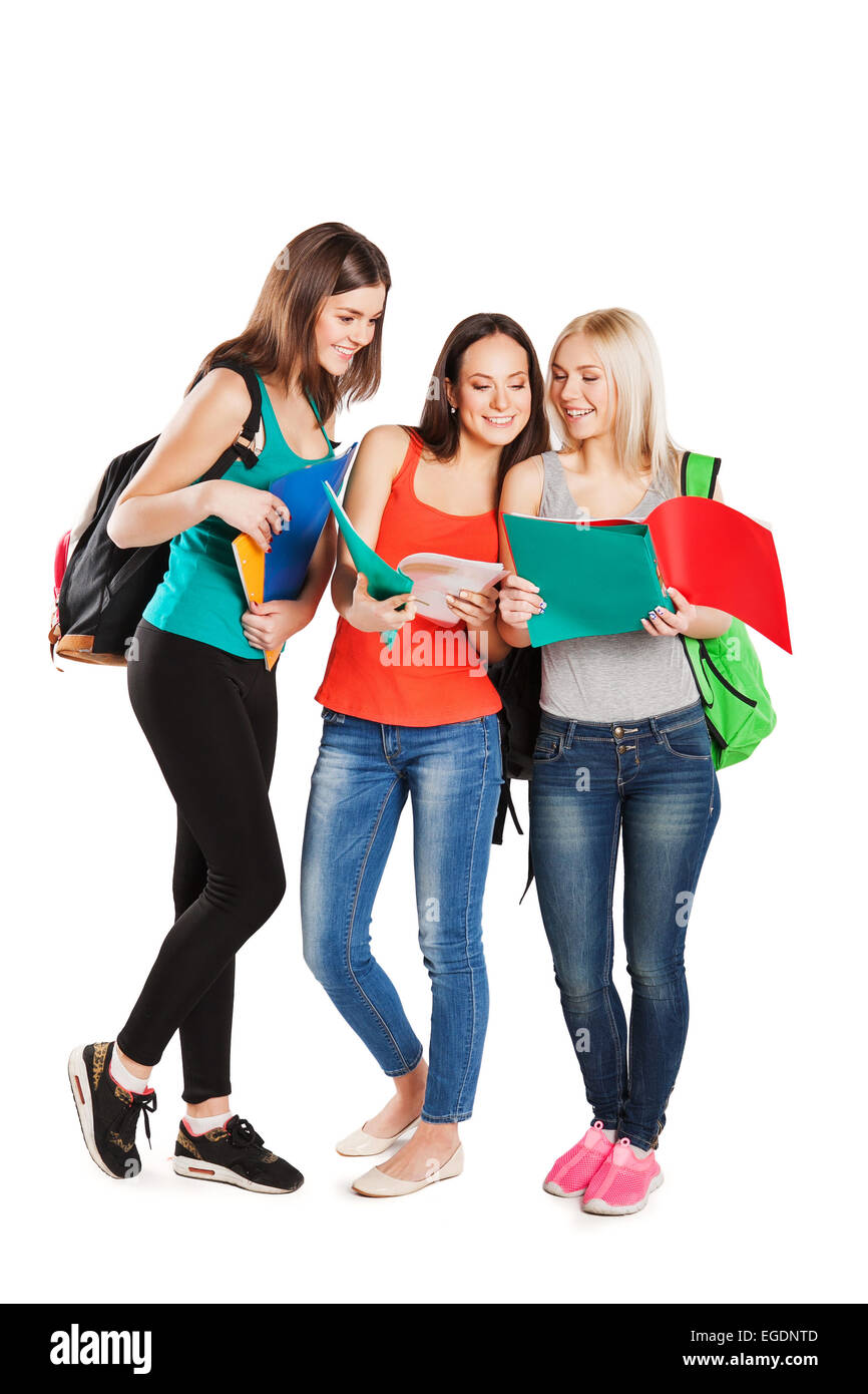 group of the college students on a white background Stock Photo - Alamy
