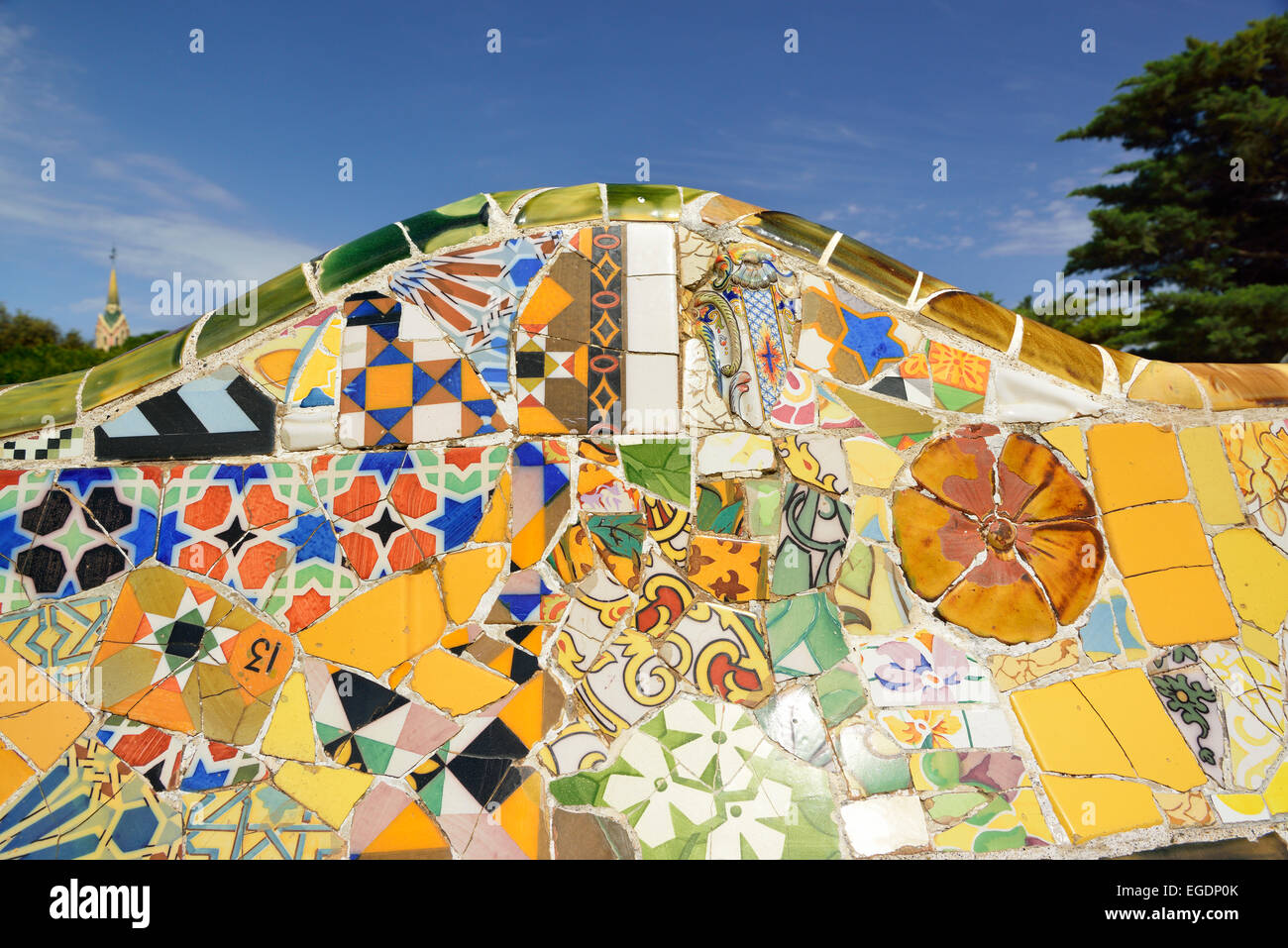 Mosaic Serpent Bench Park Guell Architect Antoni Gaudi UNESCO World