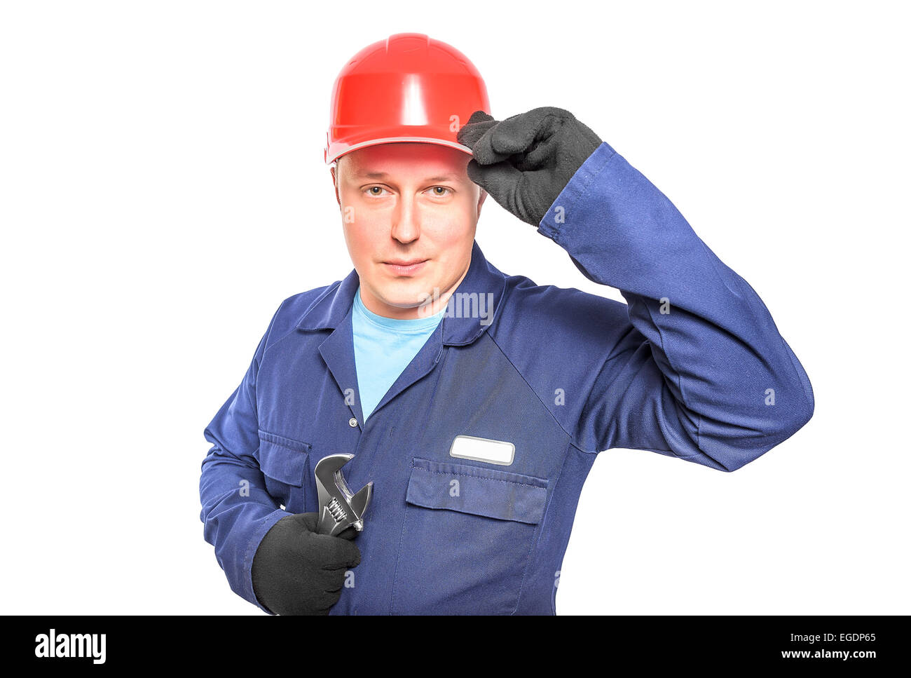 Worker with wrench Stock Photo - Alamy