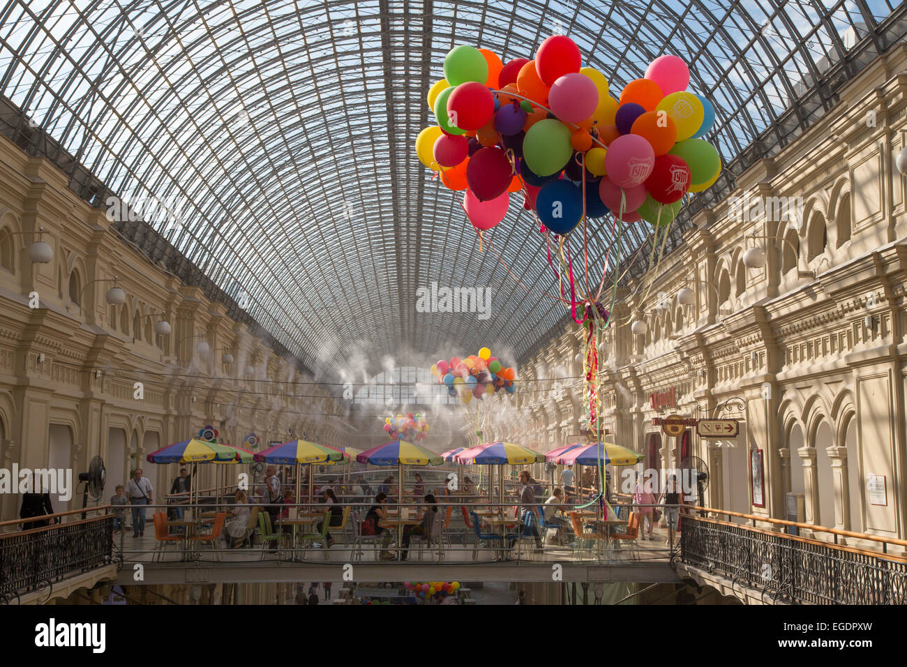 Interior of GUM department store and shopping arcade along Red Square ...