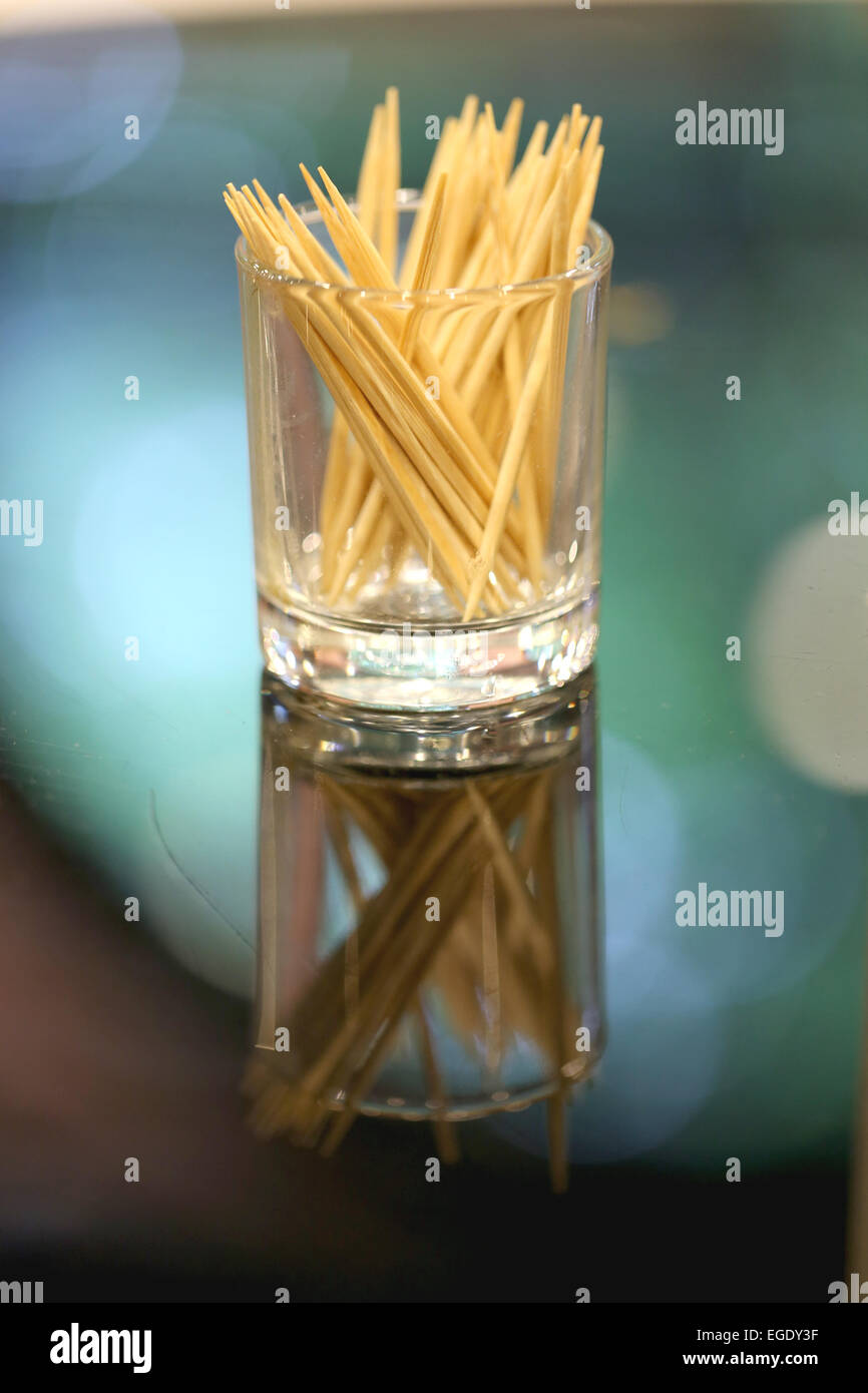 Toothpick in glass on foods table Stock Photo - Alamy