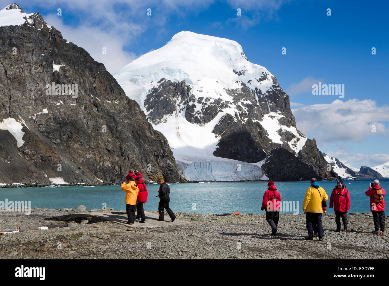 South Orkney Islands, Laurie Island, cruise ship passengers on Orcadas ...
