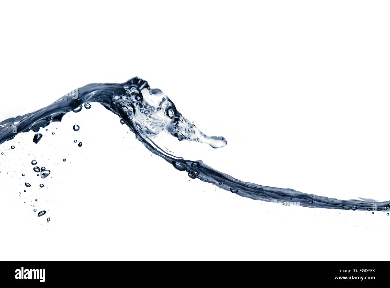 wave of clear water fluid captured in cross section as surface crest ...