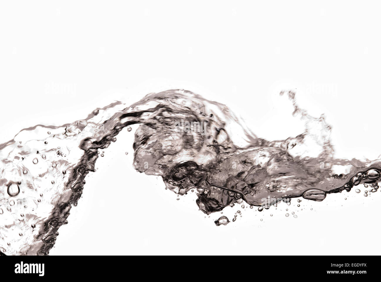 wave of clear water fluid captured in cross section as surface crest ...