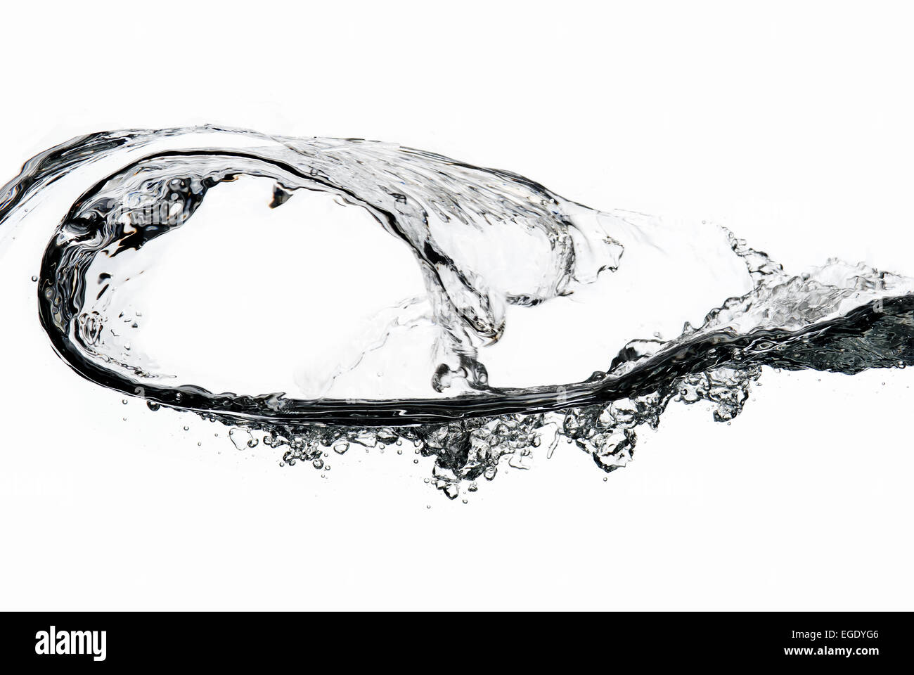 wave of clear water fluid captured in cross section as surface crest ...