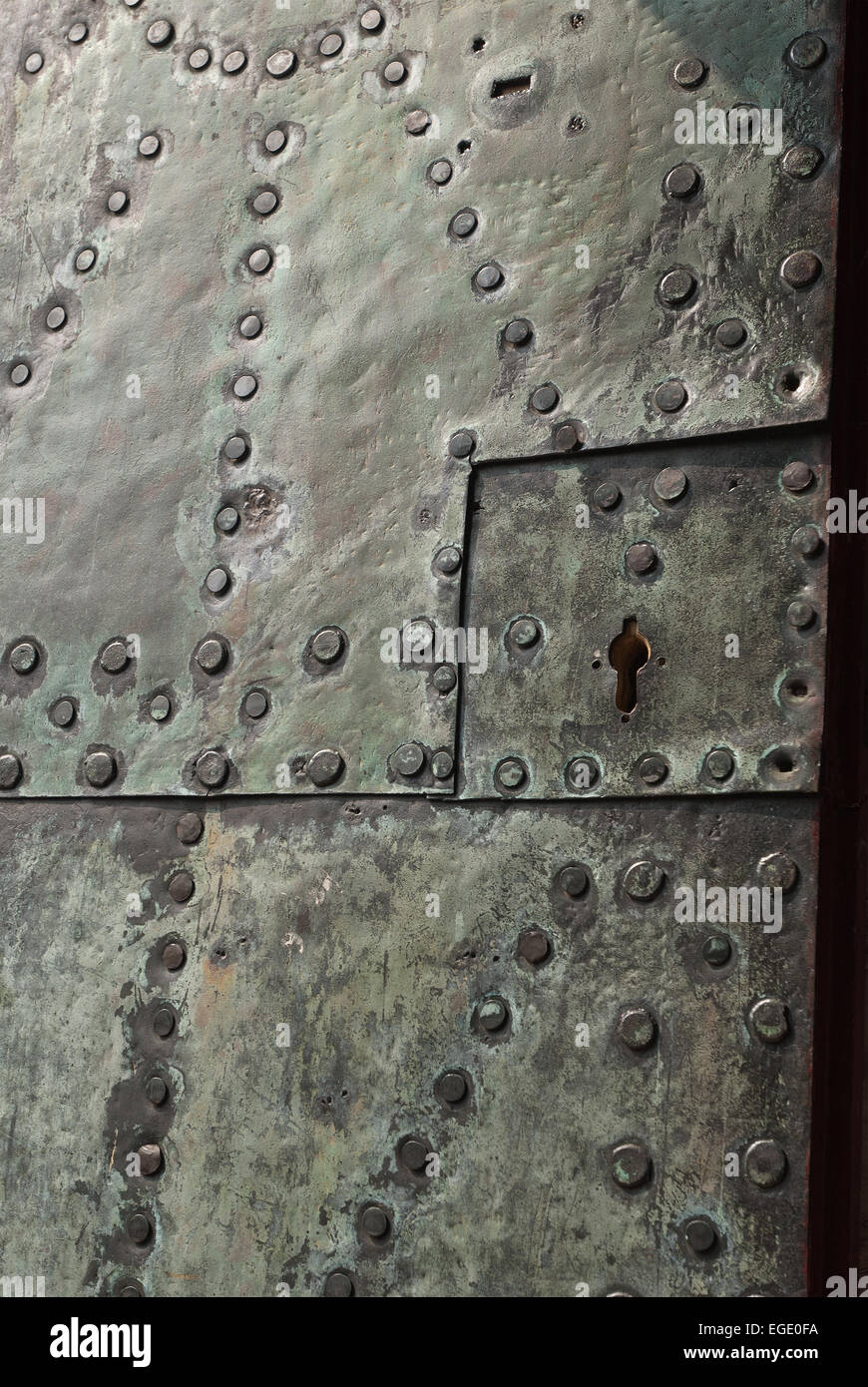 Copper sheet on an arsenal door to protect from fire and sparks Stock ...