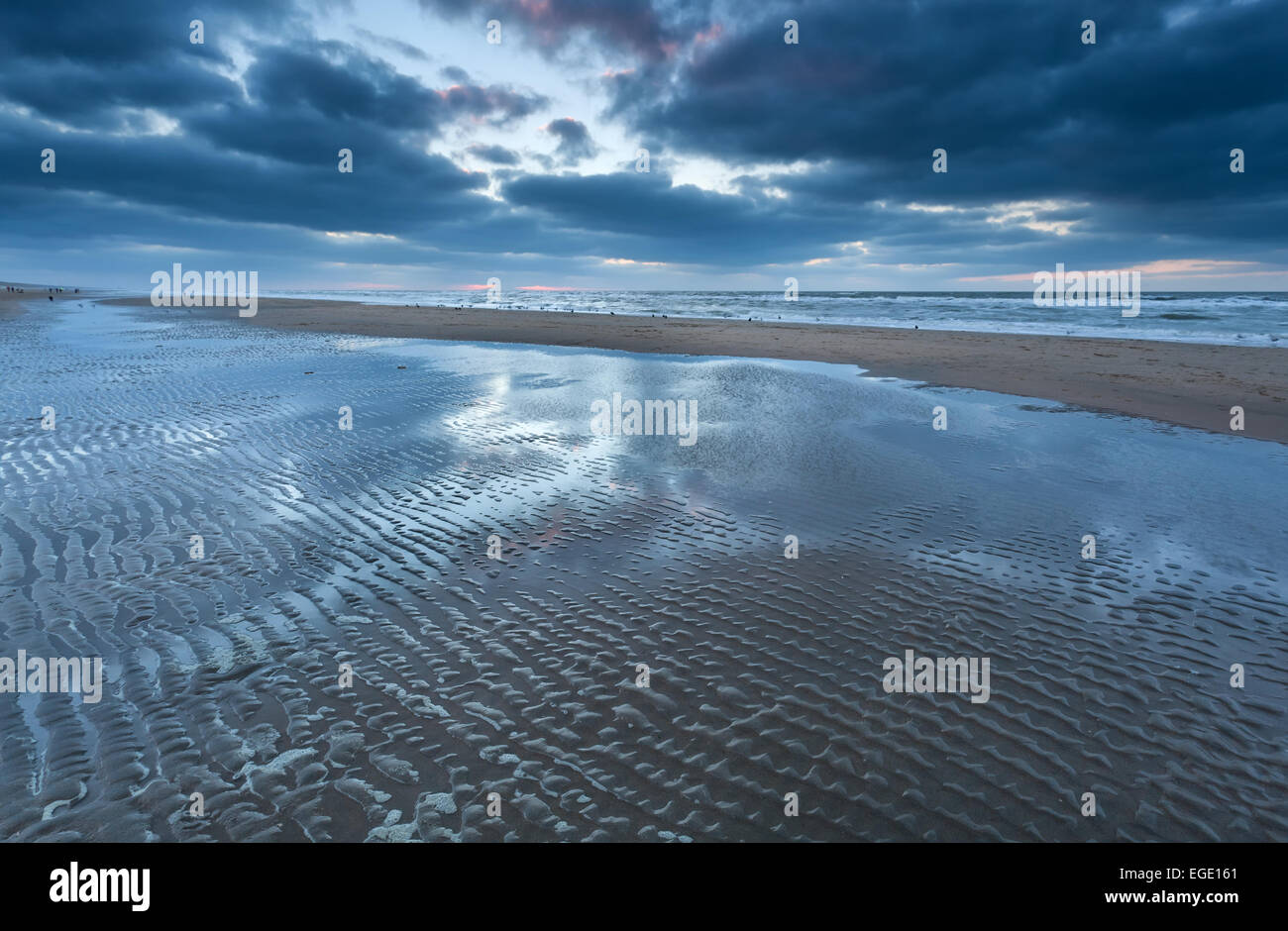 low tide on North sea beach, Holland Stock Photo - Alamy