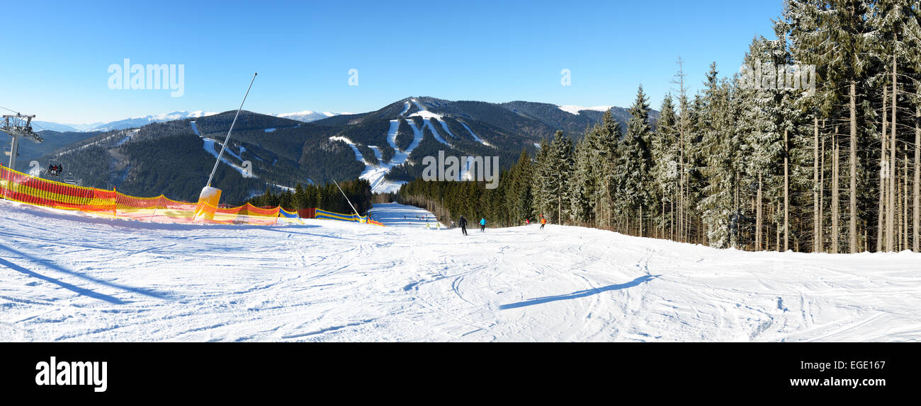 The slope's panorama of Bukovel ski resort, Ukraine Stock Photo - Alamy