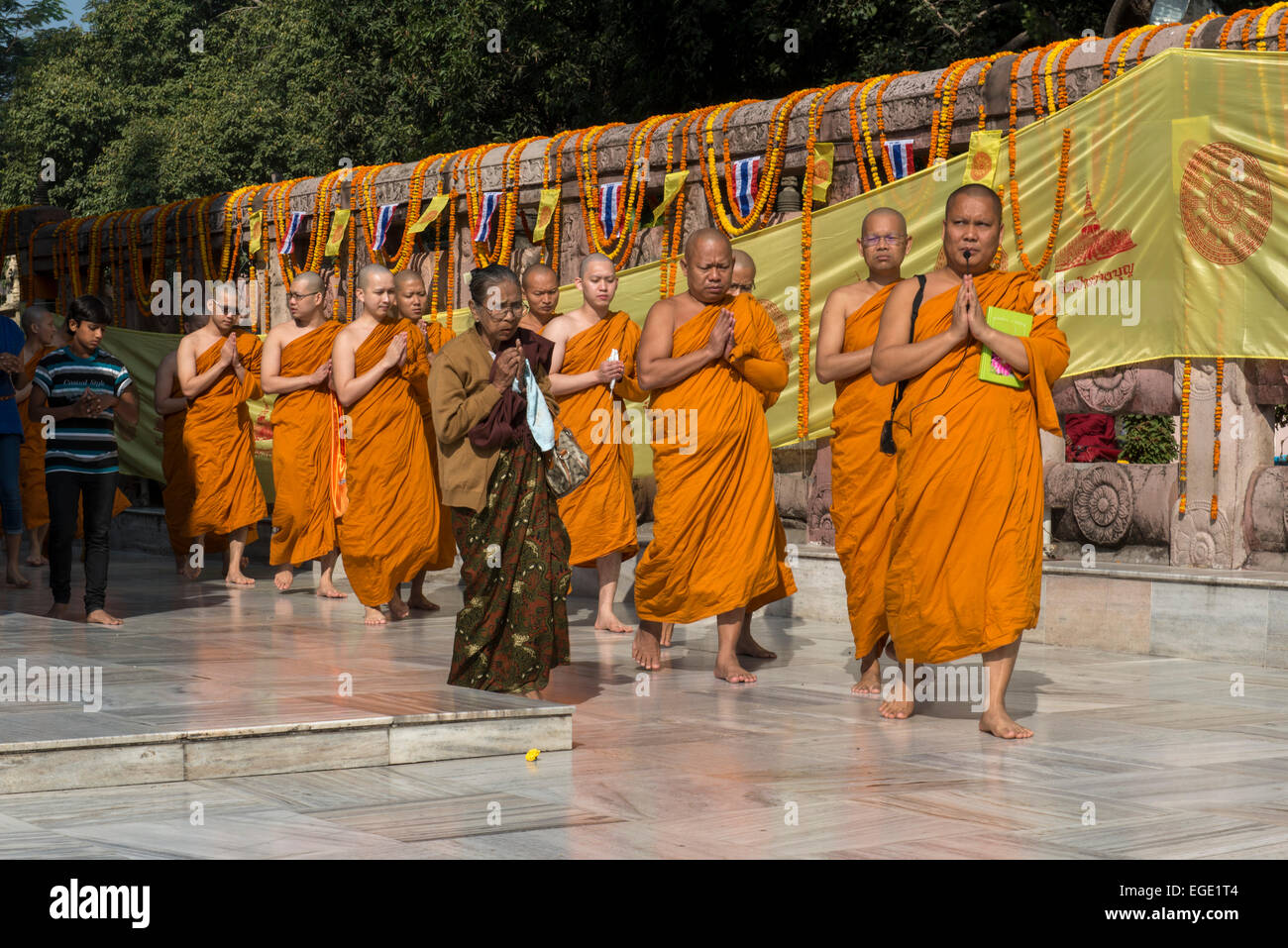 Monks Circumambulating, Mahabodhi Temple, Bodhgaya Stock Photo - Alamy