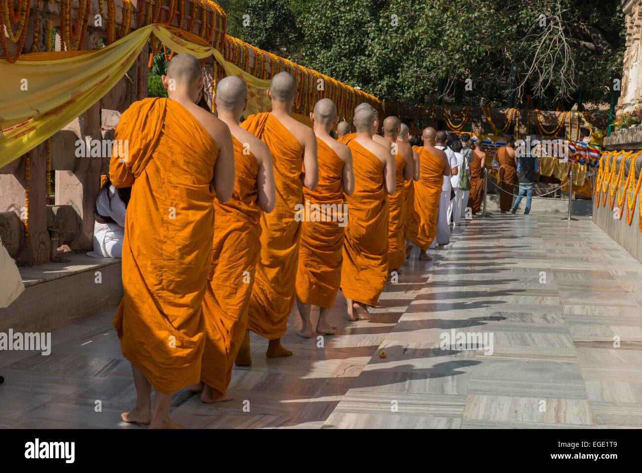 Monks Circumambulating, Mahabodhi Temple, Bodhgaya Stock Photo - Alamy