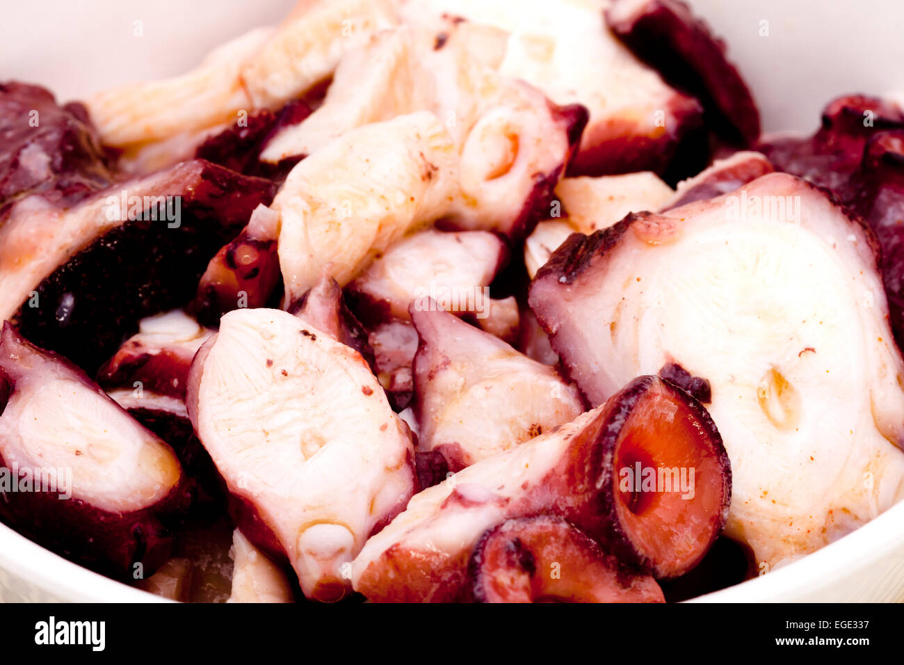 Octopus boiled in slices Stock Photo - Alamy