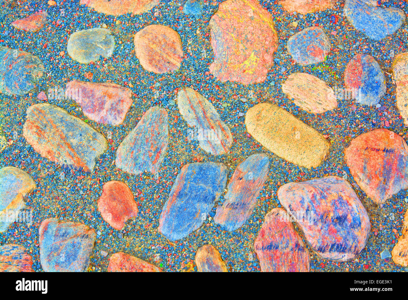 Colorful stone pavement abstract background texture, saturated Stock ...